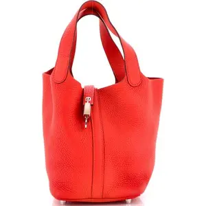 HERMES Picotin Lock Bag Clemence Pm - Rouge Tomate