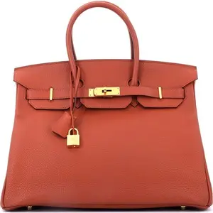 HERMES Birkin Handbag Brown Togo With Gold Hardware 35