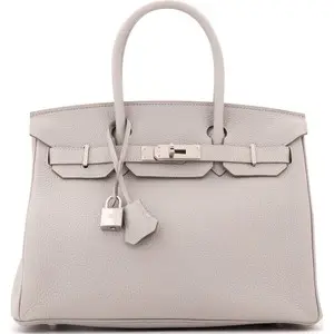 HERMES Birkin Handbag Grey Togo With Palladium Hardware 30