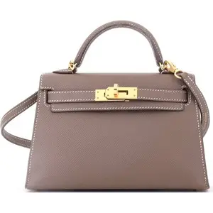 HERMES Kelly Mini Ii Bag Grey Epsom With Gold Hardware 20 - Etoupe