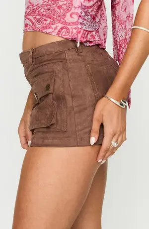 Princess Polly Hendrick Faux Suede Shorts