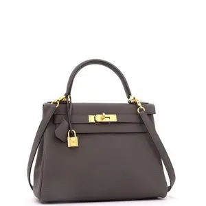 Hermès Kelly Handbag 28 Grey Togo With Gold Hardware - Etain