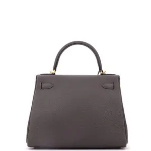 Hermès Kelly Handbag 28 Grey Togo With Gold Hardware - Etain