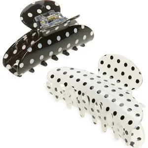 Tasha Assorted 2-pack Polka Dot Claw Clips - Black-white