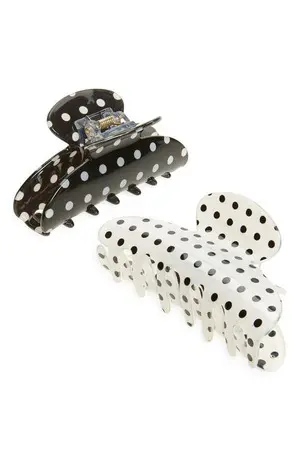 Tasha Assorted Polka Dot Claw Clips - Black-white