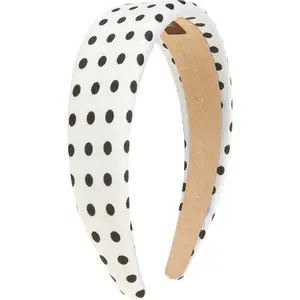 Tasha Wide Polka Dot Headband White