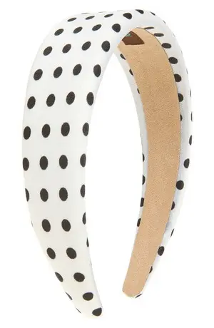 Tasha Polka Dot Padded Headband - White