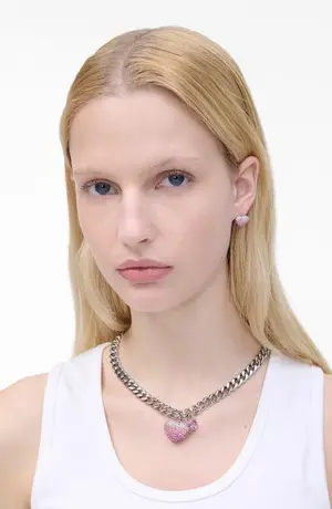 Marc Jacobs Heart Balloon Pavé Necklace - Silver/rose