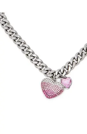 Marc Jacobs Heart Balloon Pavé Necklace - Silver/rose