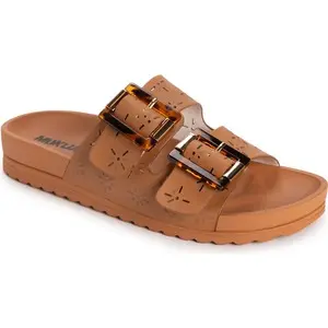 MUK LUKS Grand Cayman Slide Sandals With Adjustable Straps And Cushioned Footbed - Tan