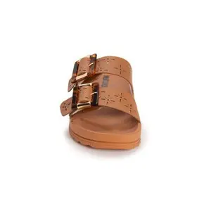 MUK LUKS Grand Cayman Slide Sandals With Adjustable Straps And Cushioned Footbed - Tan