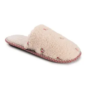 MUK LUKS Novelty Punch Needle Scuff Slipper Cream Floral