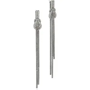John Hardy Love Knot Diamond Drop Earrings - Silver
