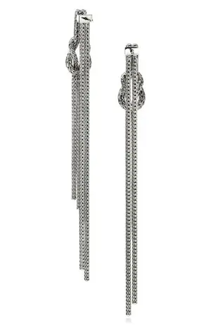 John Hardy Love Knot Diamond Drop Earrings - Silver