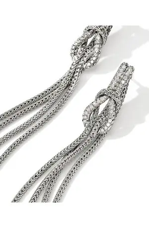 John Hardy Love Knot Diamond Drop Earrings - Silver