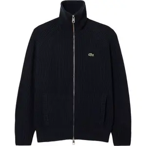 Lacoste Classic Fit Wool Rib Zip Cardigan