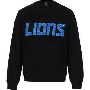 CUCE Detroit Lions Chenille Jeweled Sweatshirt - Black