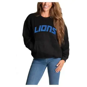 CUCE Detroit Lions Chenille Jeweled Sweatshirt - Black