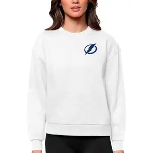 ANTIGUA Tampa Bay Lightning Primary Logo Victory Crewneck Pullover Sweatshirt - White