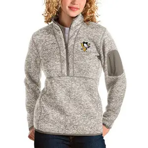 ANTIGUA Pittsburgh Penguins Fortune Half-zip Pullover Jacket - Oatmeal