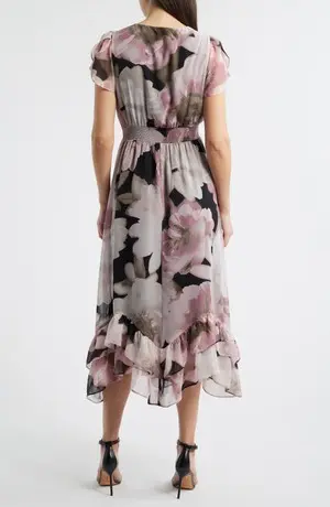 Anne Klein Print Ruffle Midi Dress