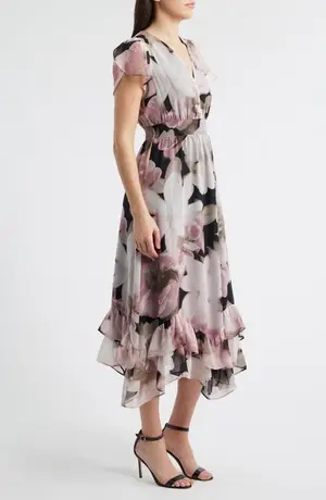 Anne Klein Print Ruffle Midi Dress