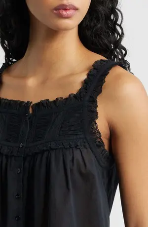 DÔEN Fidella Lace Trim Top - Black