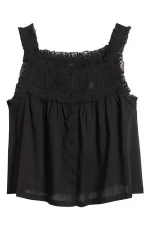DÔEN Fidella Lace Trim Top - Black