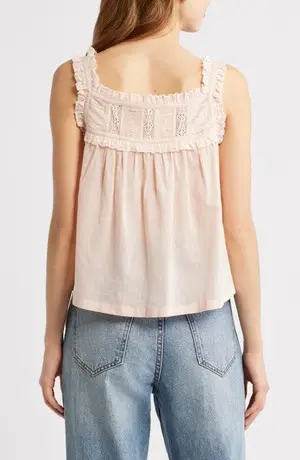 DÔEN Fidella Lace Trim Top - Blush