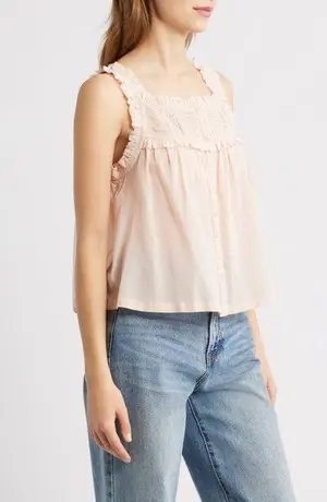DÔEN Fidella Lace Trim Top - Blush
