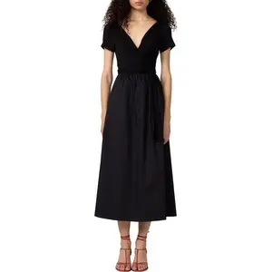 Diane Von Furstenberg Elena Mixed Media Fit & Flare Dress - Black