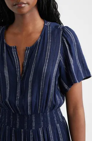 Rails Cannes Stripe Tiered Linen Blend Dress - Marina Stripe