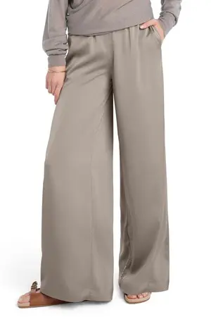FAVORITE DAUGHTER The Everything Satin Wide Leg Pants - Soft Taupe