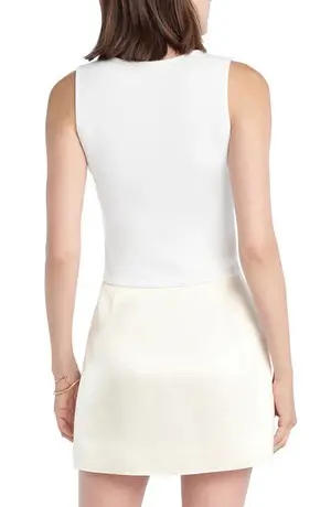 FAVORITE DAUGHTER The Dalia Rib Button Front Crop Top - White