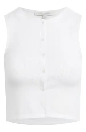 FAVORITE DAUGHTER The Dalia Rib Button Front Crop Top - White
