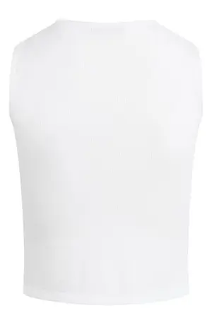 FAVORITE DAUGHTER The Dalia Rib Button Front Crop Top - White