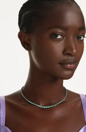 SWAROVSKI Matrix Crystal Slider Necklace - Silver/green