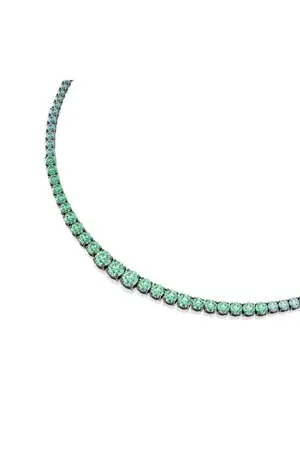 SWAROVSKI Matrix Crystal Slider Necklace - Silver/green