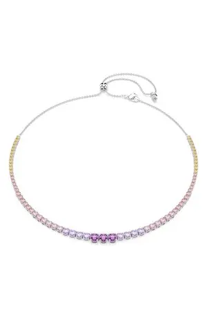 SWAROVSKI Matrix Crystal Slider Necklace - Silver/purple