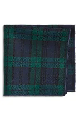 CLIFTON WILSON Tartan Plaid Wool Pocket Square - Green