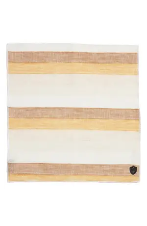 CLIFTON WILSON Stripe Linen Pocket Square