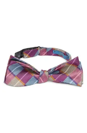 CLIFTON WILSON Argyle Silk Bow Tie - Fuchsia