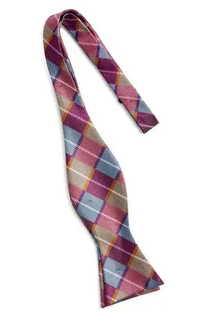 CLIFTON WILSON Argyle Silk Bow Tie - Fuchsia