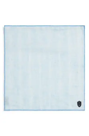 CLIFTON WILSON Stripe Linen Pocket Square - Light Blue