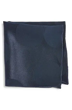 CLIFTON WILSON Circles Silk Pocket Square - Navy