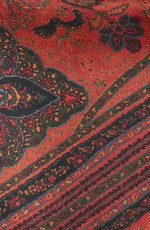 CLIFTON WILSON Paisley Silk Pocket Square - Rust
