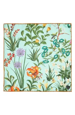 CLIFTON WILSON Floral Print Pocket Square - Teal