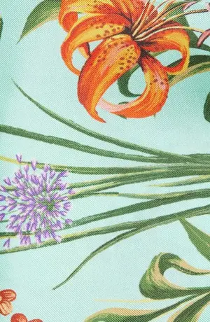 CLIFTON WILSON Floral Print Pocket Square - Teal