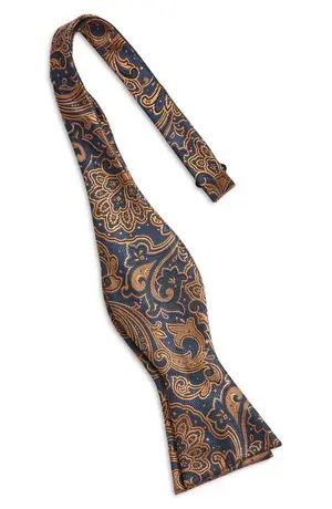 CLIFTON WILSON Paisley Silk Bow Tie - Orange