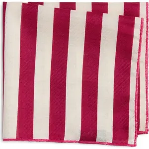 CLIFTON WILSON Stripe Silk Pocket Square - Fuchsia